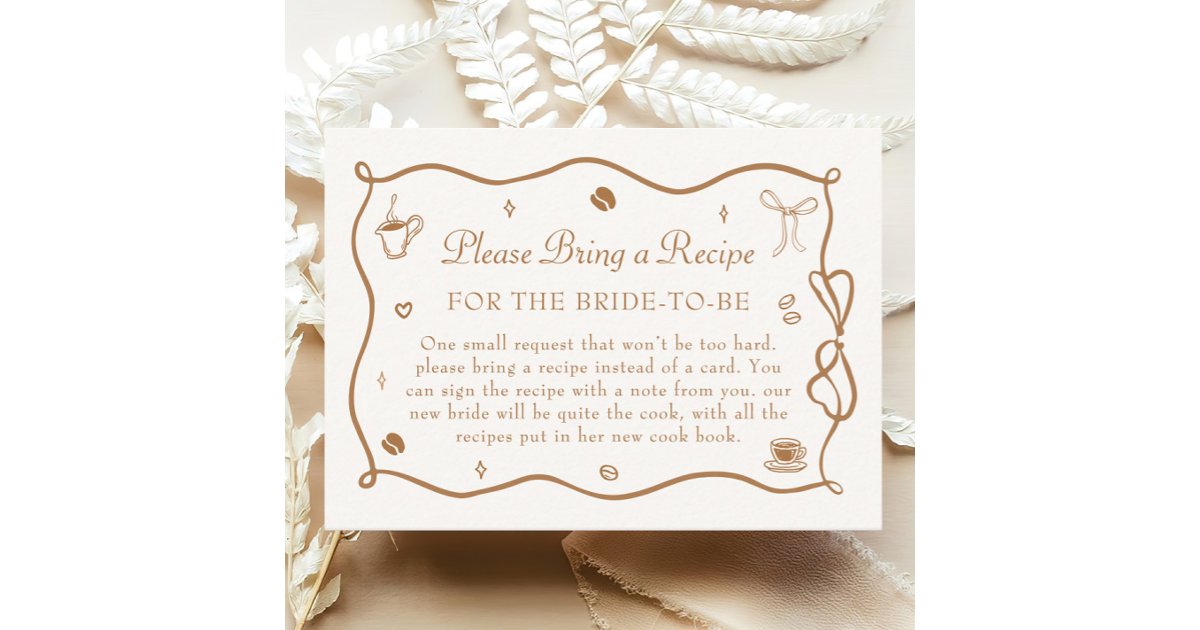 Coffee Bridal Shower Recipe Request Enclosure Card | Zazzle
