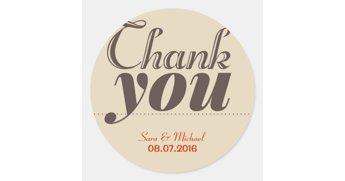 Coffee Brown Vintage Typography Thank You Stickers | Zazzle