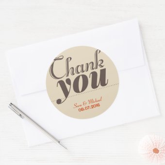 Coffee Brown Vintage Typography Thank You Stickers | Zazzle