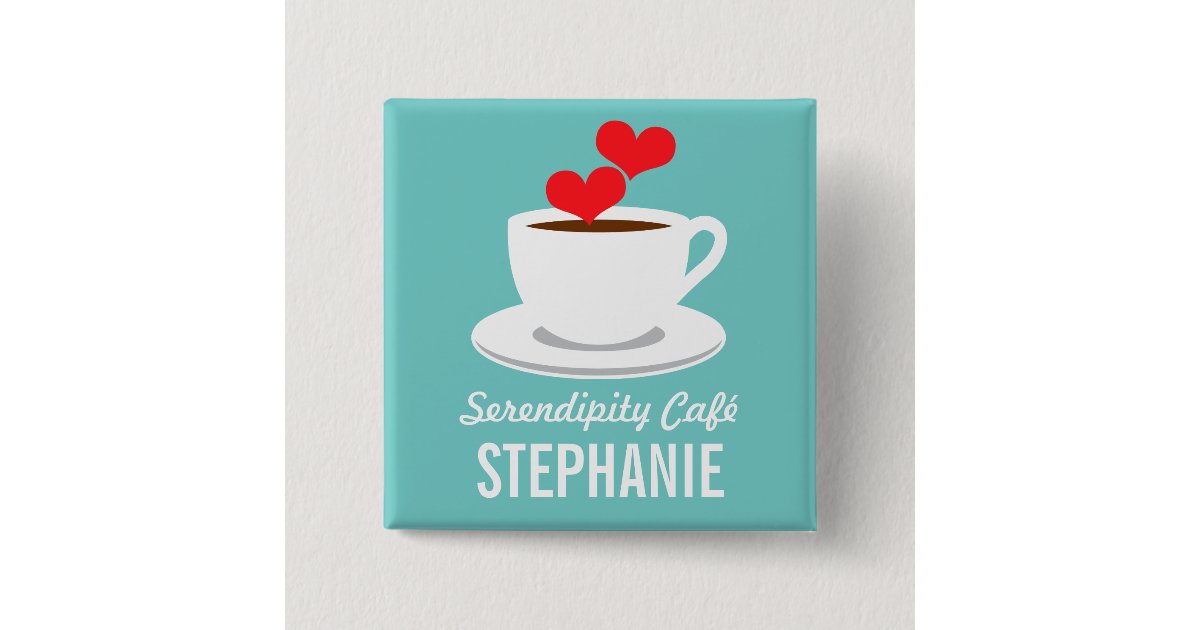 Coffee Café Shop Custom Employee Name Badge Button | Zazzle