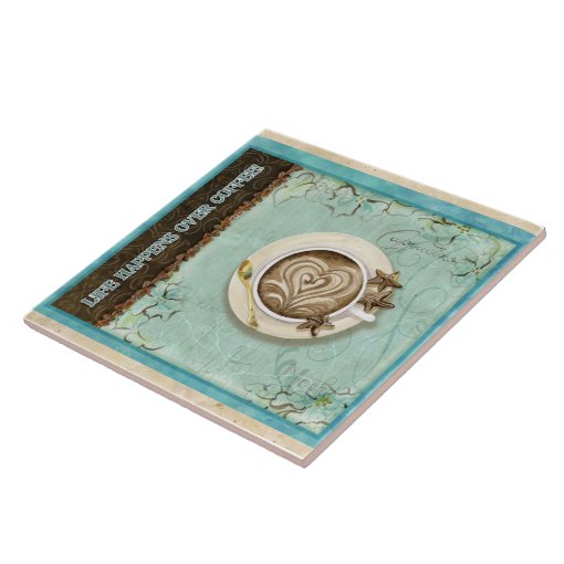 Coffee & Chocolate Cappuccino Heart Kitchen Decor Tile | Zazzle