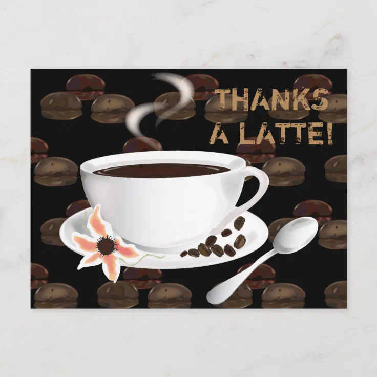 Coffee Cup Coffee Beans Thank You Postcard | Zazzle