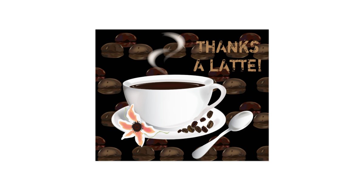 Coffee Cup Coffee Beans Thank You Postcard | Zazzle.com