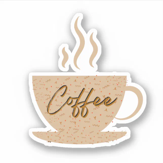 Coffee Cup & Coffee text with hearts Sticker | Zazzle
