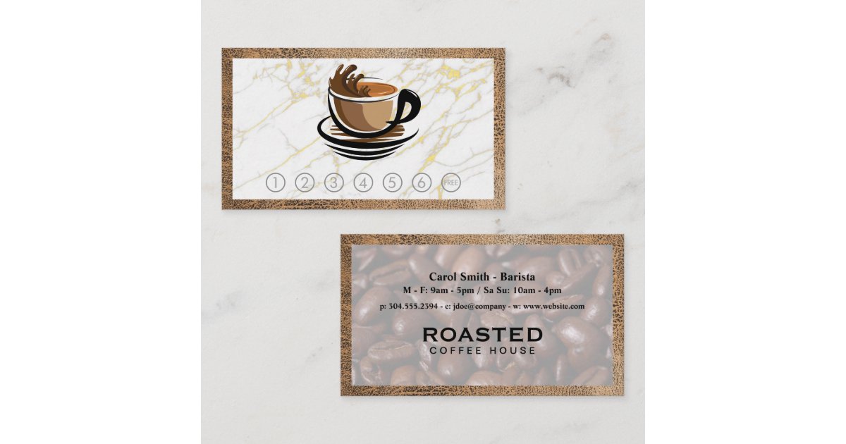 Coffee Cup | Gold Marble | Punch Card | Zazzle