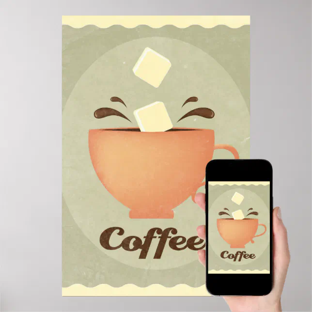 Coffee cup illustration poster | Zazzle