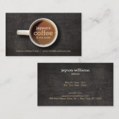 Coffee Cup on Black Wood Coffee Shop Business Card | Zazzle