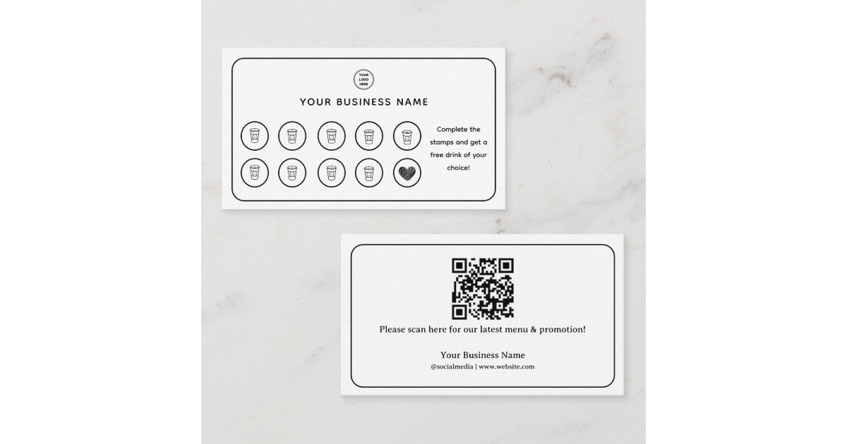 Coffee Cup QR Code Add Your Logo Loyalty Card | Zazzle