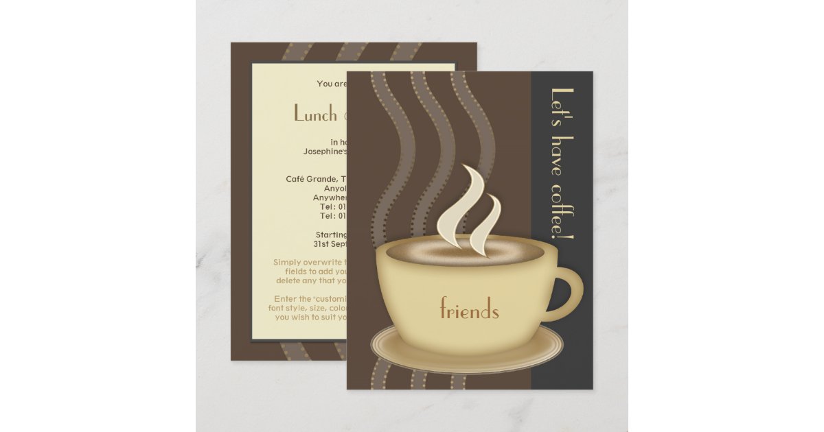 Coffee Cup Small Custom Invitation | Zazzle