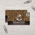 Coffee Cup Steaming | QR Code | Beans Business Card | Zazzle