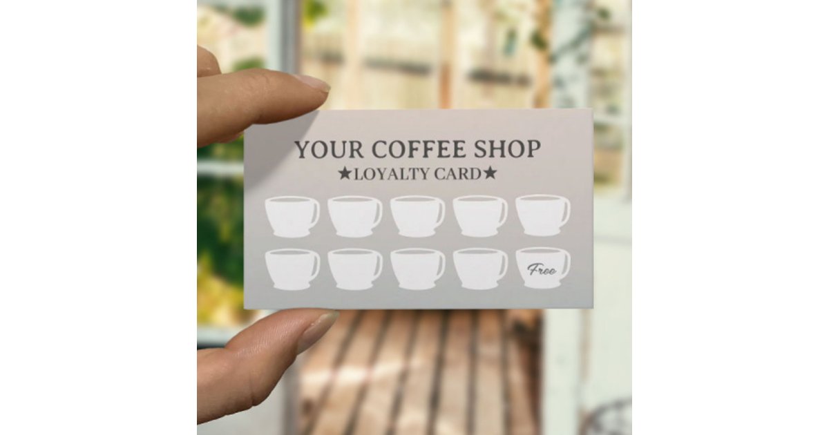 Coffee Cups Elegant Silver Cafe Customer Loyalty Card | Zazzle