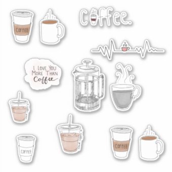 Coffee Cups Sticker Sheet | Zazzle