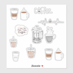 Coffee Cups Sticker Sheet | Zazzle