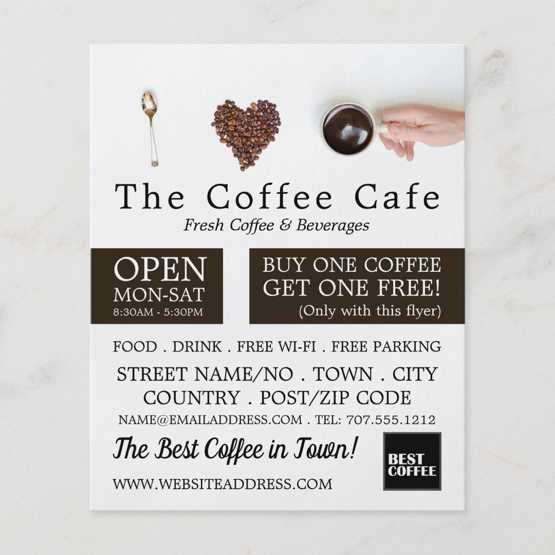 Coffee Display, Barista, Café, Coffeehouse Advert Flyer | Zazzle