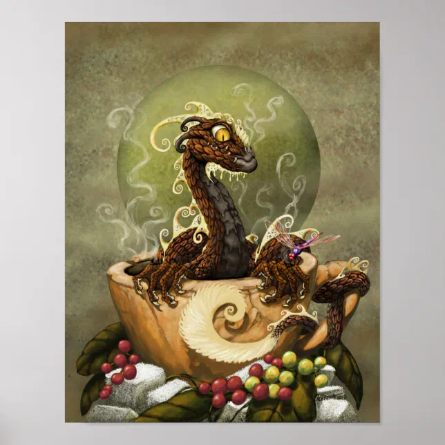 Coffee Dragon 11x14 (4x6 and up) Poster | Zazzle