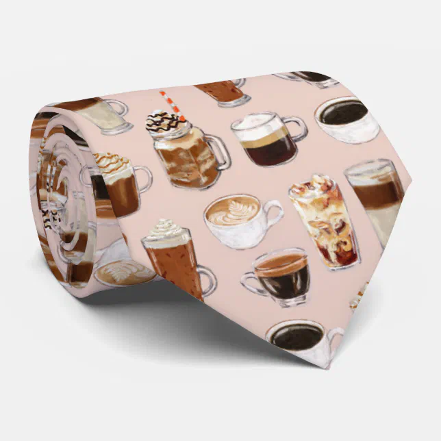 Coffee Drinks and Desserts Pattern Tie | Zazzle