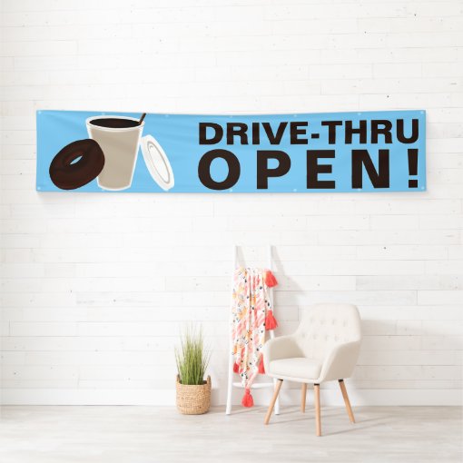 Coffee Drive Thru Open Banner | Zazzle