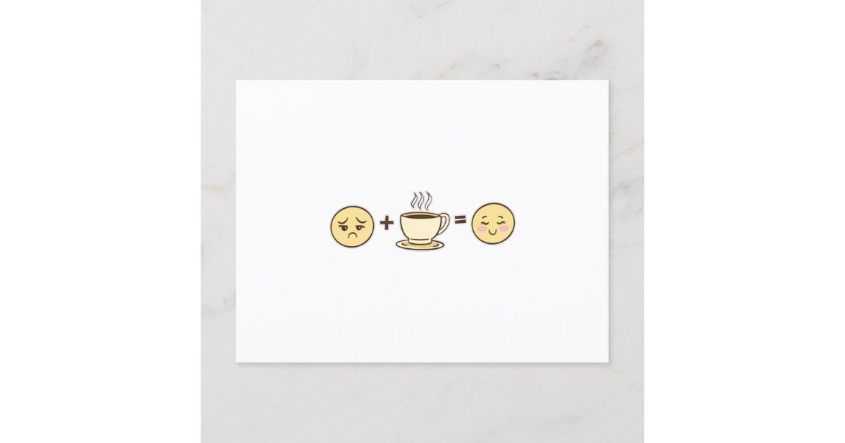 Coffee emojis tired emoji + coffee = a happy emoji postcard | Zazzle