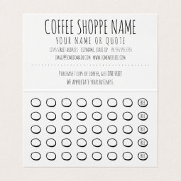 coffee folded loyalty punch card | Zazzle
