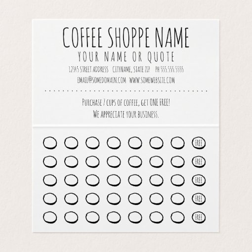 coffee folded loyalty punch card | Zazzle