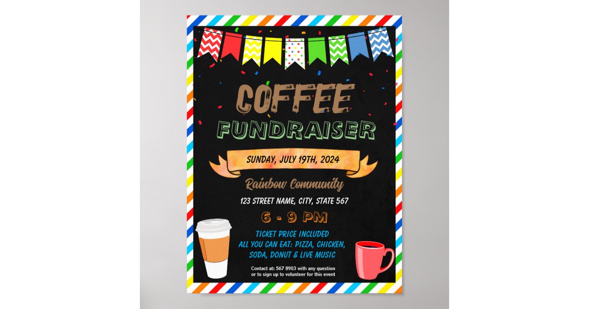 Coffee Fundraiser event template Poster | Zazzle