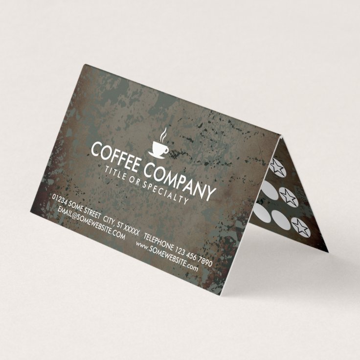coffee grunge folded loyalty stamp card | Zazzle