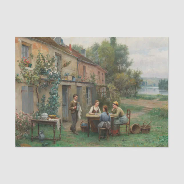 Coffee in the Garden by Daniel Ridgway Knight Tissue Paper | Zazzle
