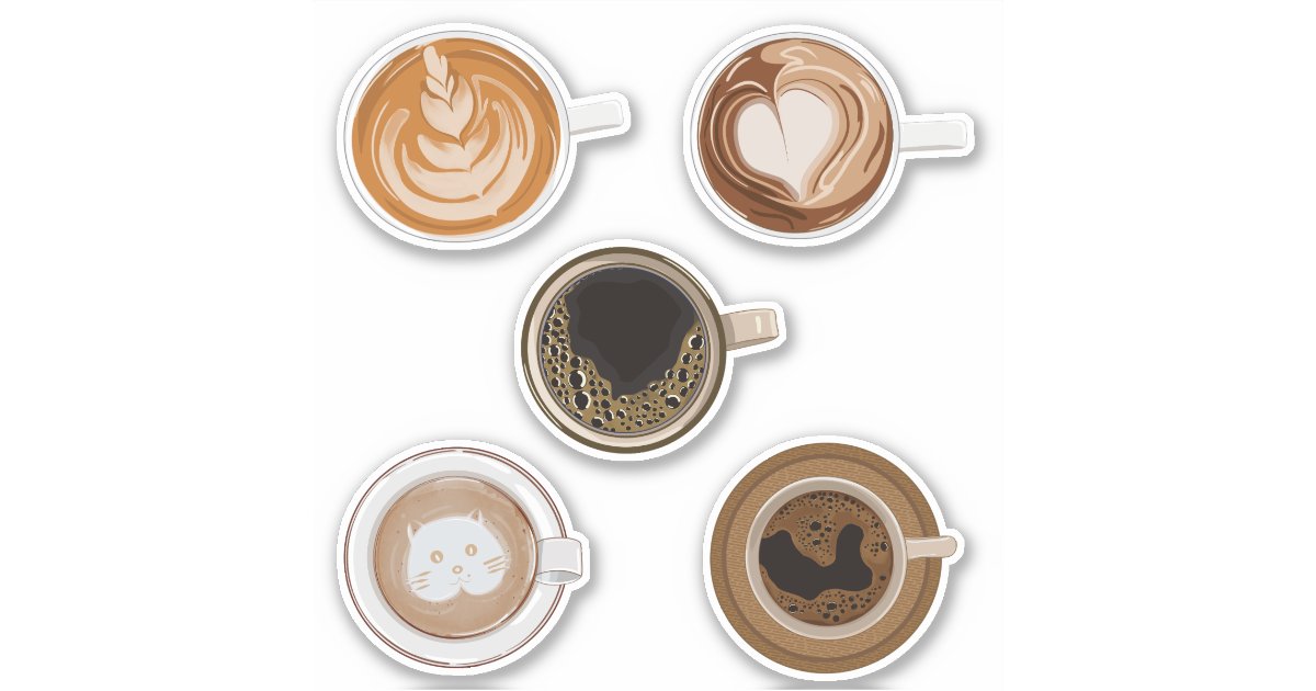 coffee latte art sticker for scrapbook and journal | Zazzle