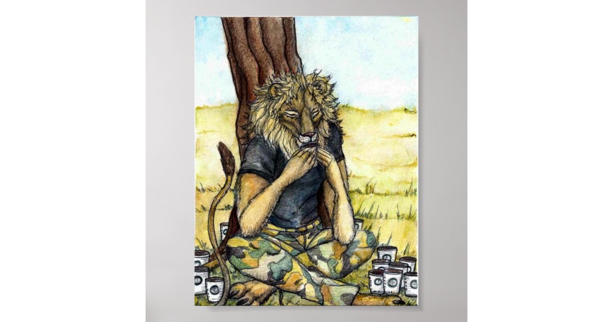 Coffee Lion-poster Poster | Zazzle