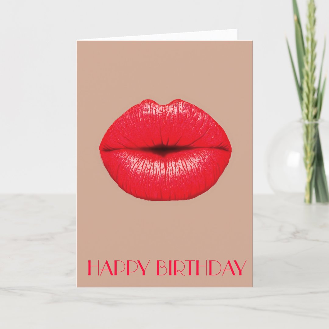 Coffee Lips kiss kiss pop art Happy Birthday Card | Zazzle