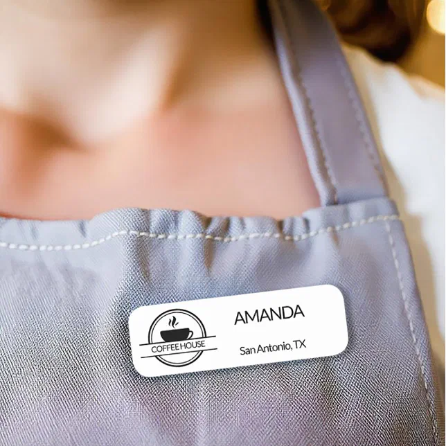 Coffee Logo Employee Name Tag | Zazzle