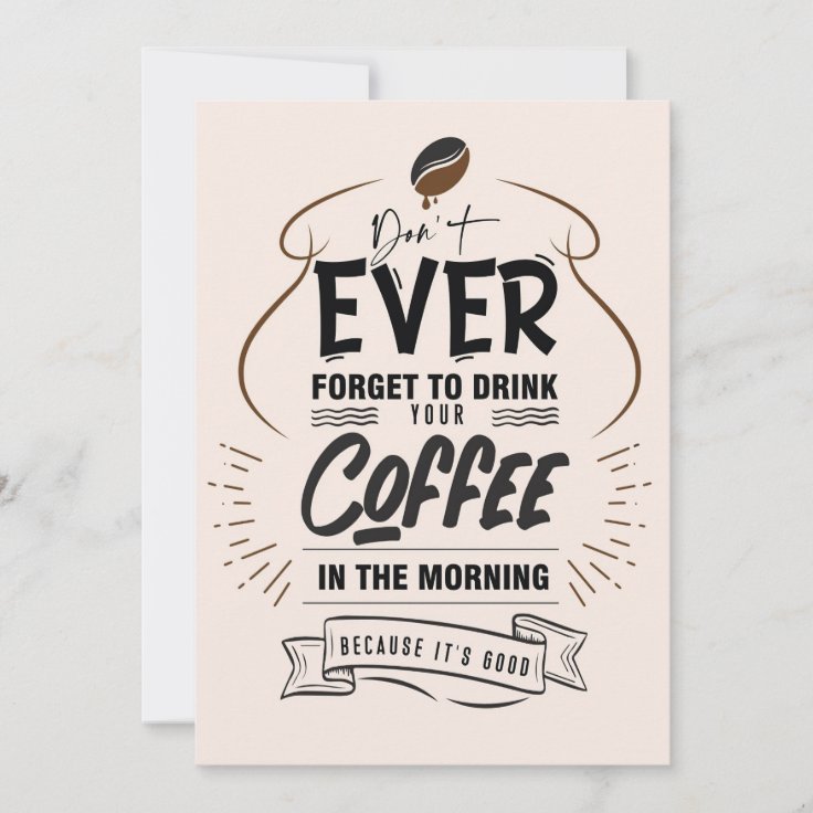 Coffee Lover Drink Your Coffee Thank You Card | Zazzle