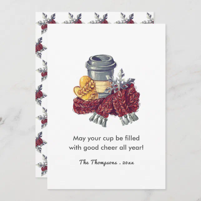 Coffee Lover's Christmas Cheer Greeting Card | Zazzle