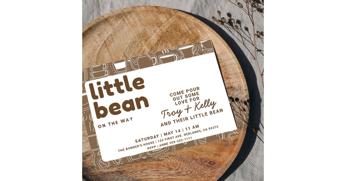 Coffee Lovers Little Bean Baby Shower Invitation | Zazzle