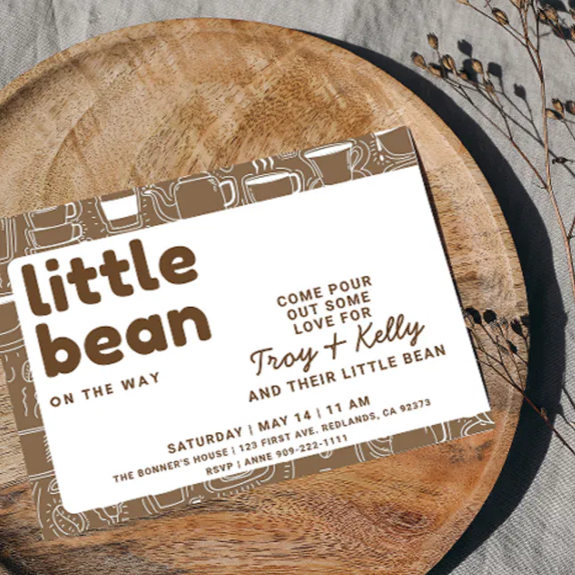 Coffee Lovers Little Bean Baby Shower Invitation | Zazzle