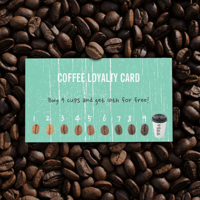 Coffee Loyalty Cards Vintage Green Wood | Zazzle
