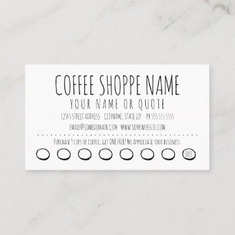 coffee loyalty punch card | Zazzle