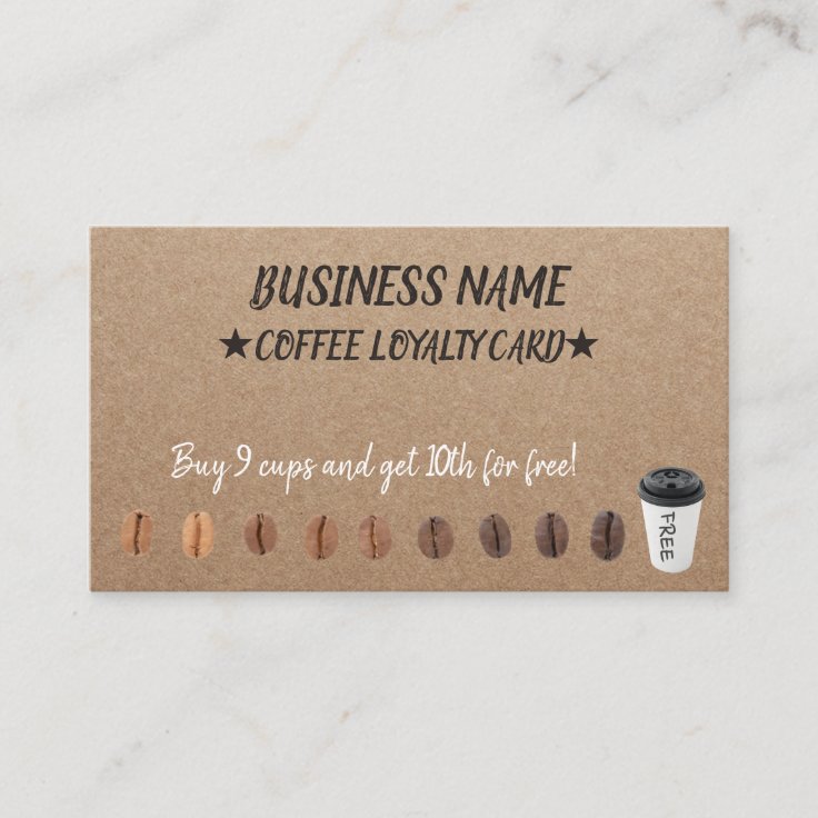 Coffee Loyalty Punch Cards Rustic Kraft | Zazzle