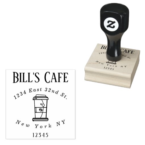Coffee Modern Picture Takeout Cafe Rubber Stamp | Zazzle