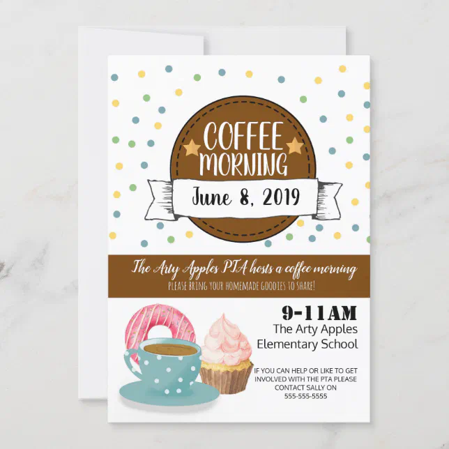 coffee morning fundraiser party INVITE OR FLYER | Zazzle