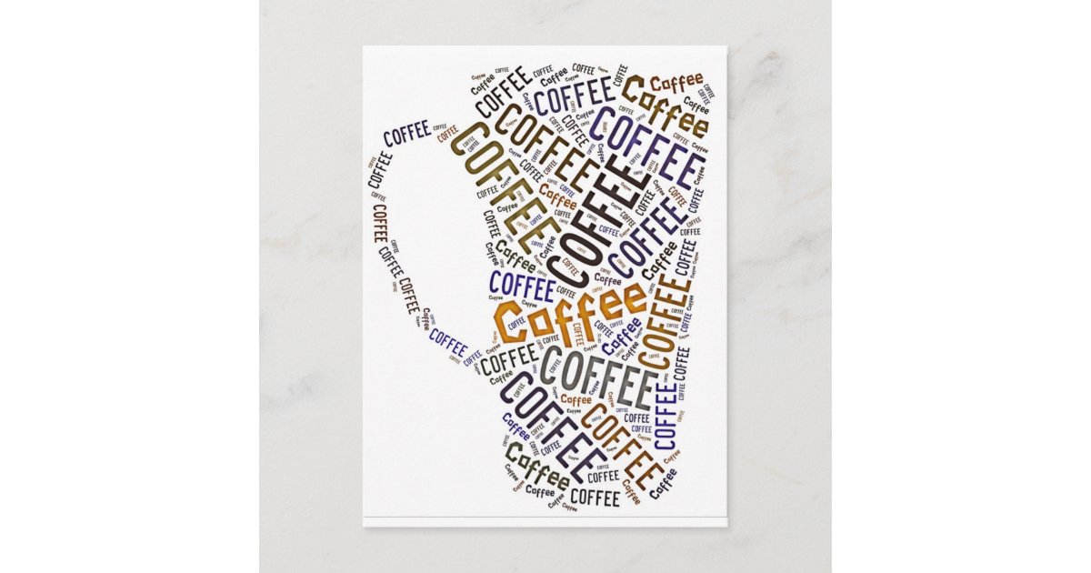 Coffee Mug Word Art Postcard | Zazzle