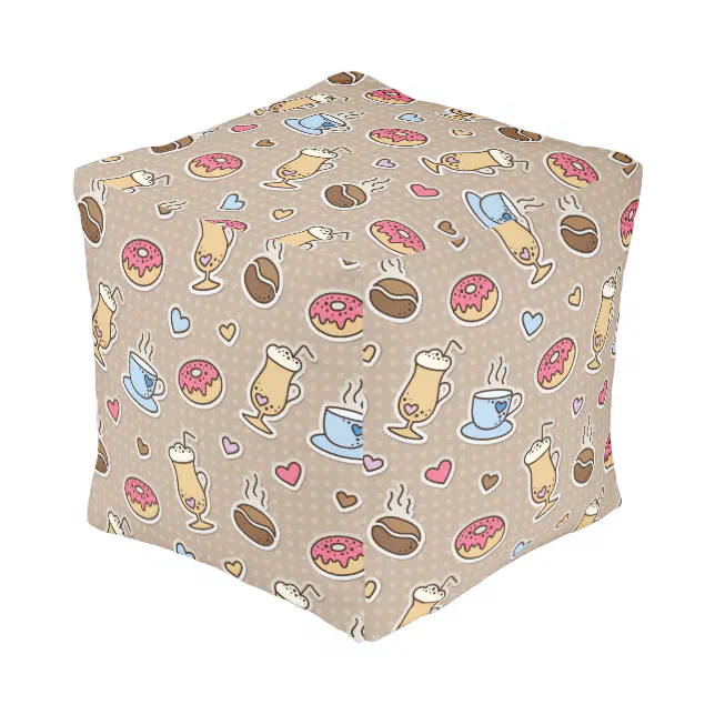 Coffee pattern pouf | Zazzle