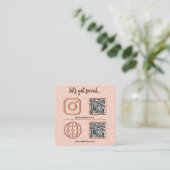 Coffee Pattern Social Media Sign With QR Code Cute Square Business Card ...