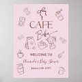 Coffee Pink Bow Cafe Bebe Girl Baby Shower Welcome Poster | Zazzle