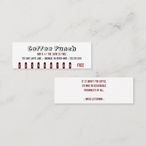 Coffee Punch Card | Zazzle