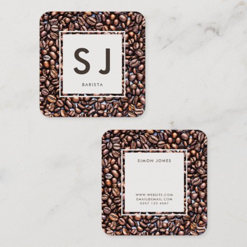 Coffee Shop Barista Square Business Card | Zazzle