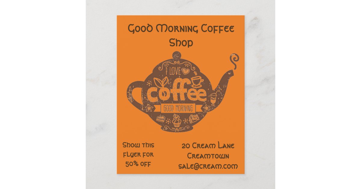 Coffee Shop cafe advertisement Flyer | Zazzle