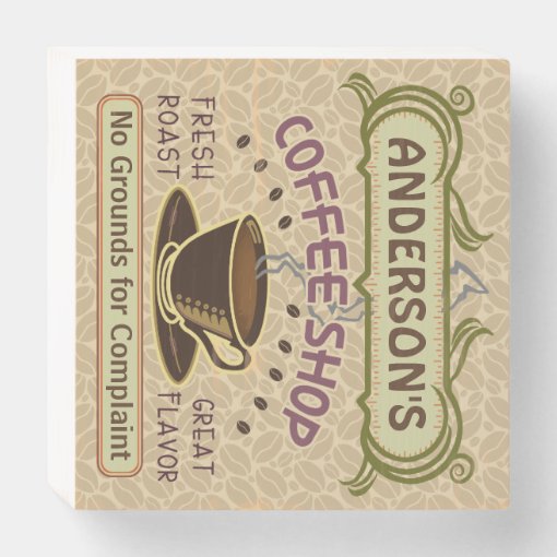 Coffee Shop Coffeehouse Cafe Lt Beans Personalized Wooden Box Sign | Zazzle