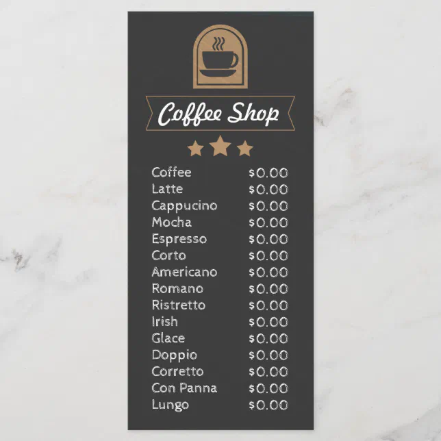 Coffee Shop customizable add photo menu template | Zazzle