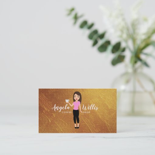 Coffee Shop lady logo Business Cards | Zazzle